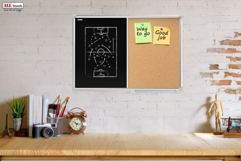 Kombitafel magnetische Kreidetafel und Kork-Pinnwand mit Alurahmen ...